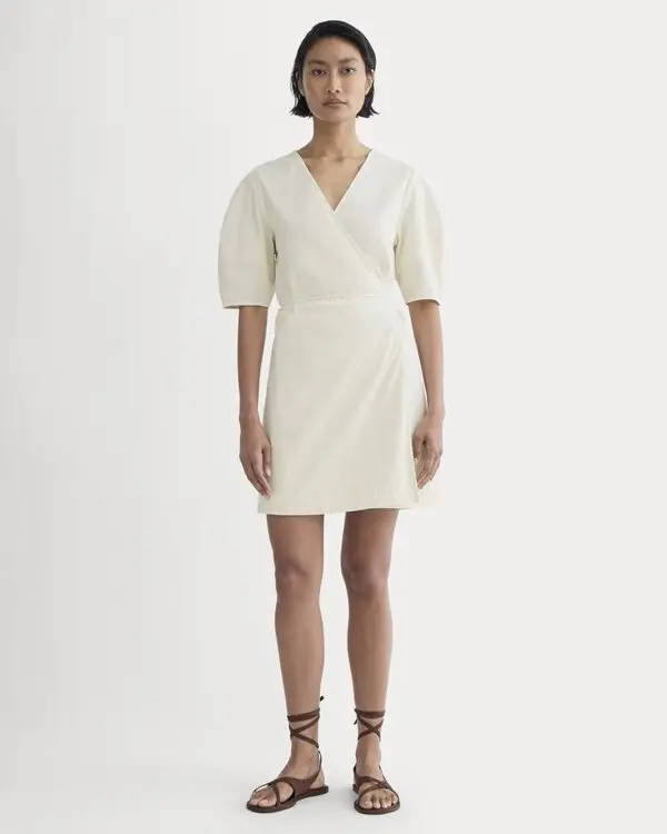 Everlane Seersucker Mini Wrap Dress - Bone