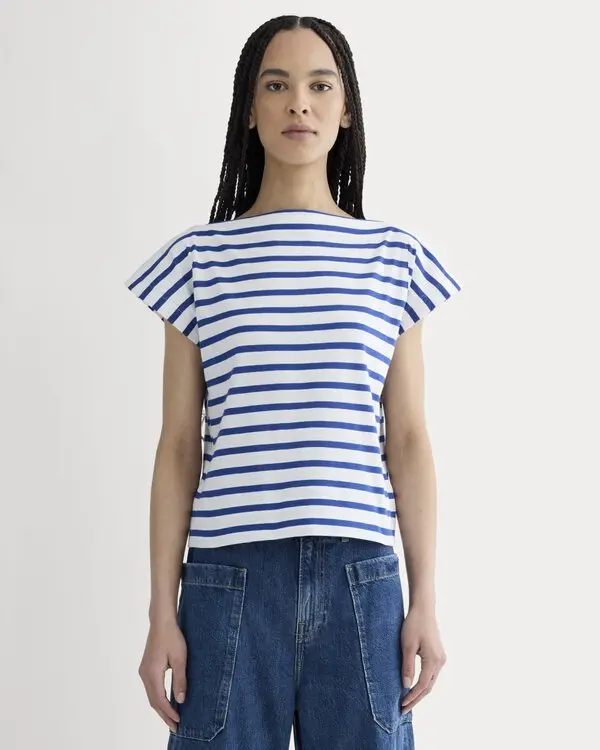 Everlane Oversized Muscle T-shirt - Bone/mazarine Blue