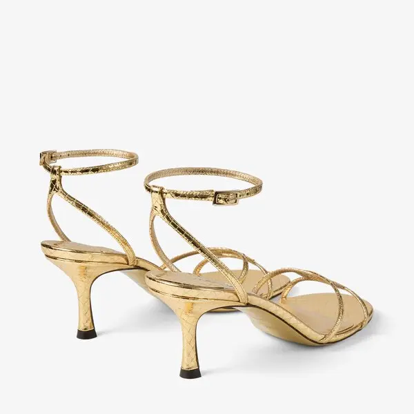 JIMMY CHOO Leo 65 Leather Sandals - Silver
