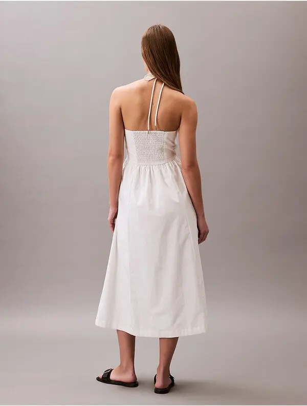 Cotton Twill Halter Midi Dress