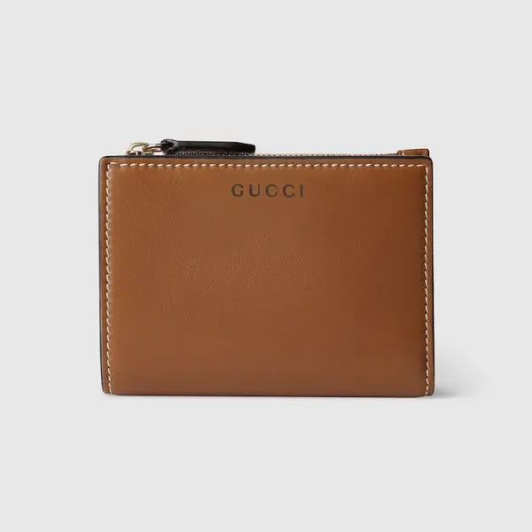 Gucci Gg Emblem Medium Zip Wallet Leather - Brown