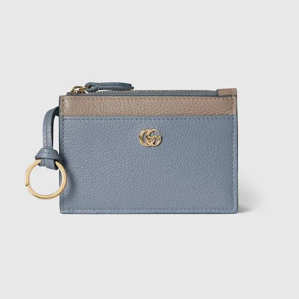 Gucci Bi-color Gg Marmont Zip Key Pouch Leather - Grey