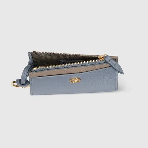 Gucci Bi-color Gg Marmont Zip Key Pouch Leather - Grey