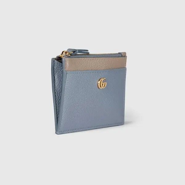Gucci Bi-color Gg Marmont Zip Key Pouch Leather - Grey