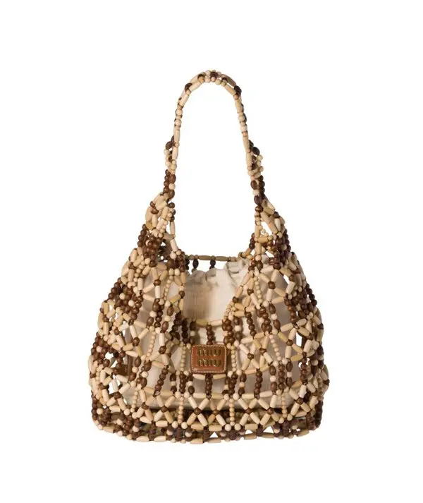 Miu Miu Beaded Bag - Natural/Cocoa | Editorialist