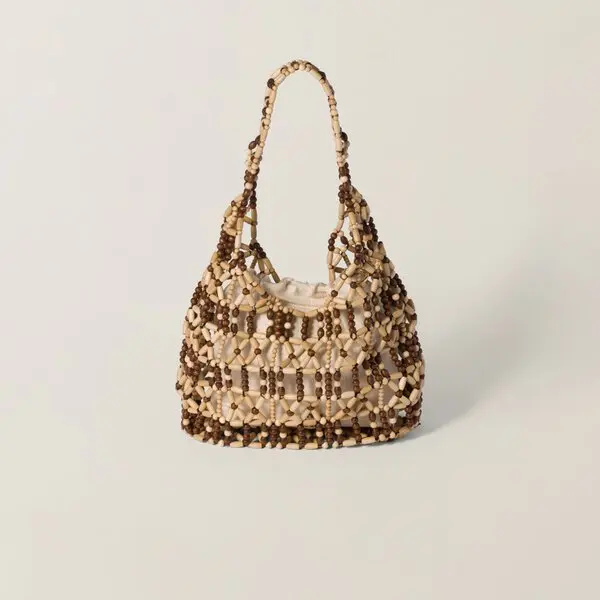 Miu Miu Beaded Bag - Natural/Cocoa | Editorialist