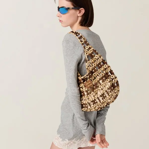 Miu Miu Beaded Bag - Natural/cocoa