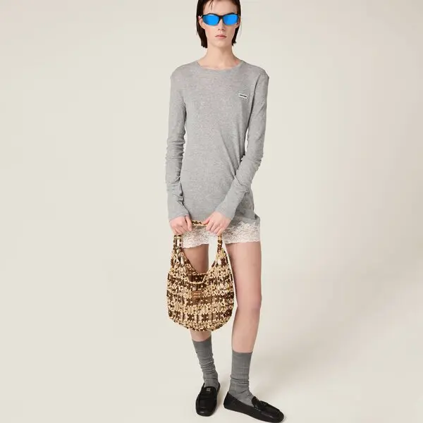 Miu Miu Beaded Bag - Natural/cocoa