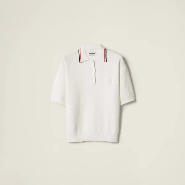 Miu Miu Cotton Knit Polo Shirt - White