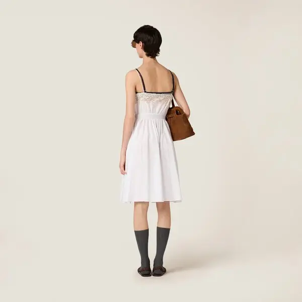 Miu Miu Poplin And Lace Dress - White | Editorialist