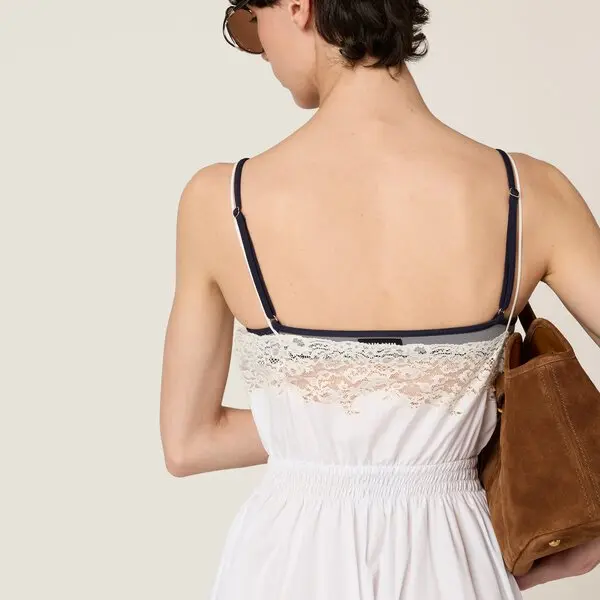 Miu Miu Poplin And Lace Dress - White | Editorialist