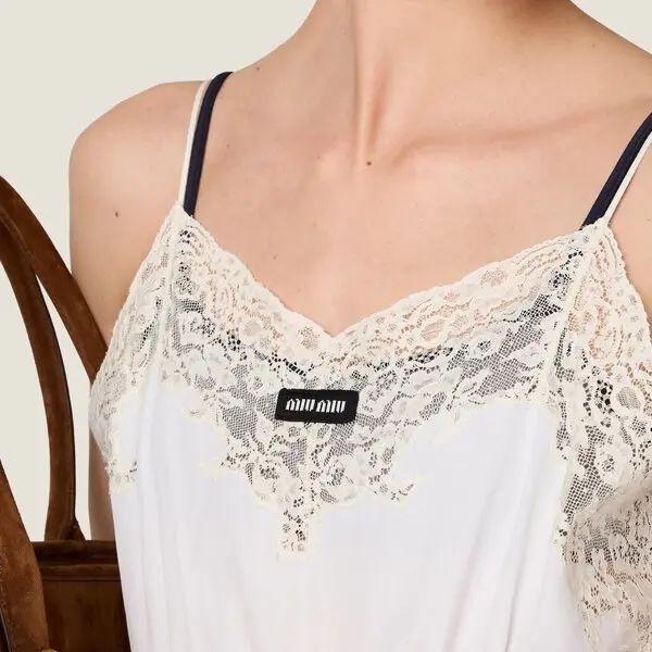 Miu Miu Poplin And Lace Dress - White | Editorialist