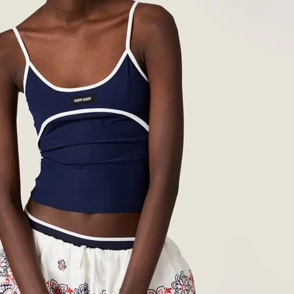 トップス MIUMIU Navy Short Tank Top Miu Miu Knit Tank Top - Navy | Editorialist