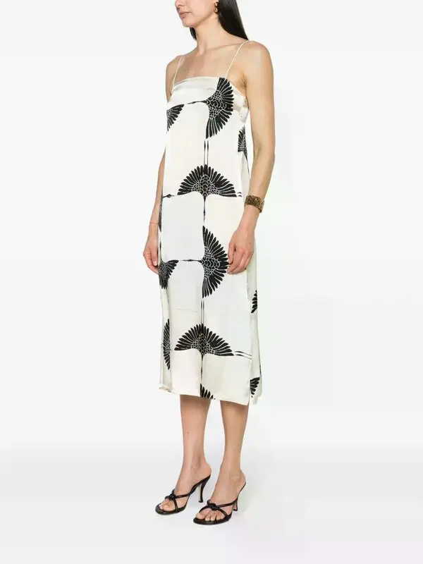 Khaite Sicily Crane-print Midi Dress