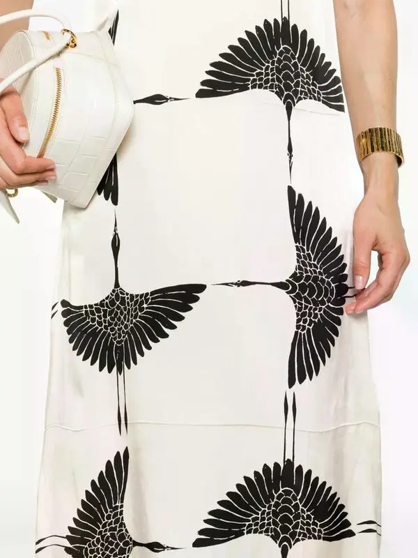 Khaite Sicily Crane-print Midi Dress