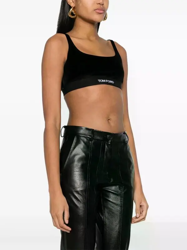TOM FORD Logo-jacquard Velvet Bralette Top