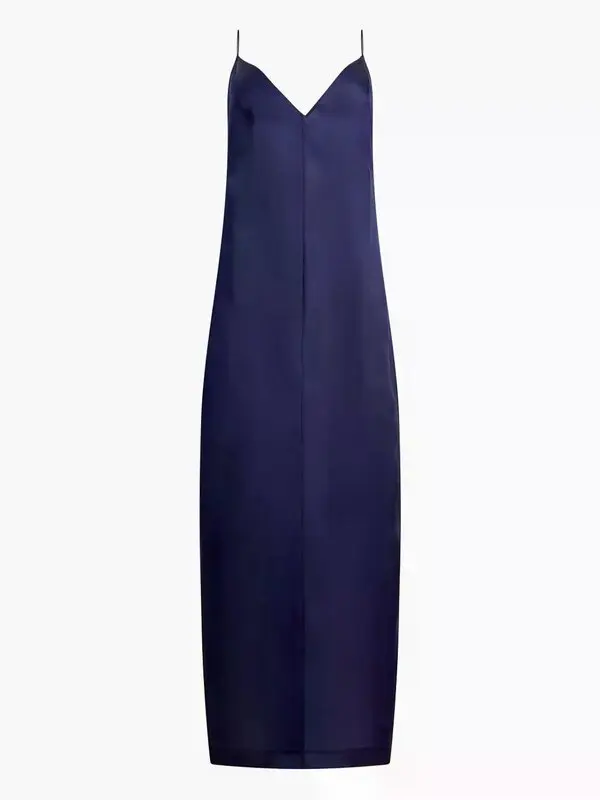 Khaite Tulula Satin Slip Maxi Dress - Blue