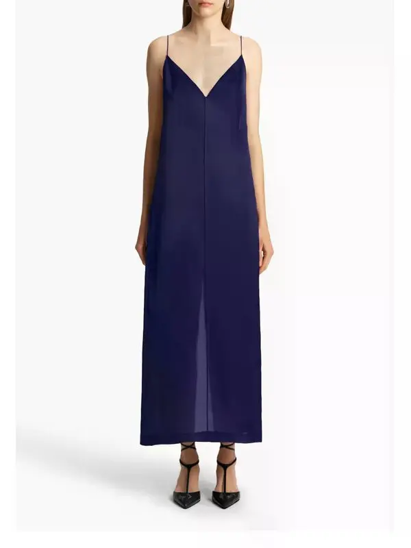 Khaite Tulula Satin Slip Maxi Dress - Blue