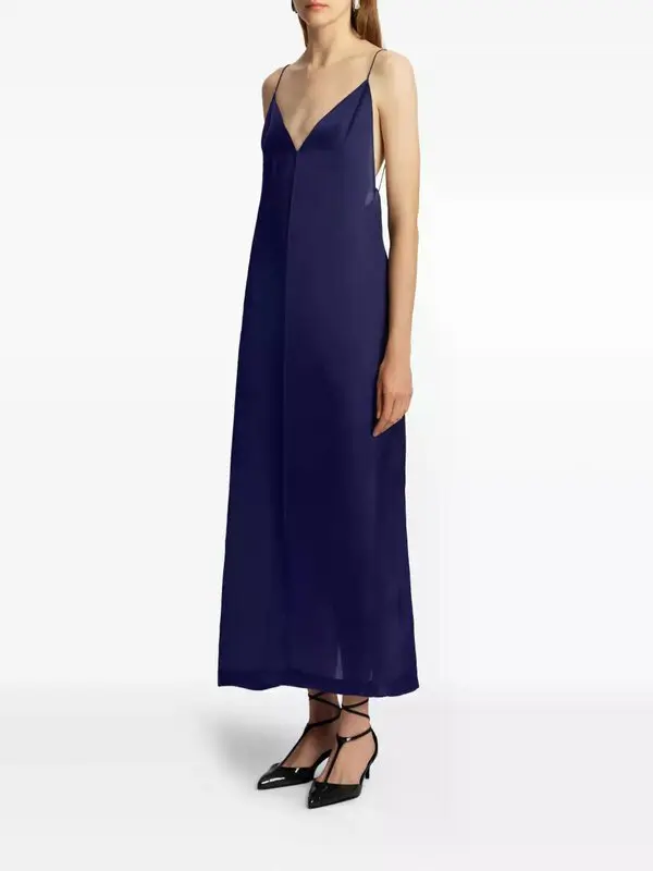 Khaite Tulula Satin Slip Maxi Dress - Blue