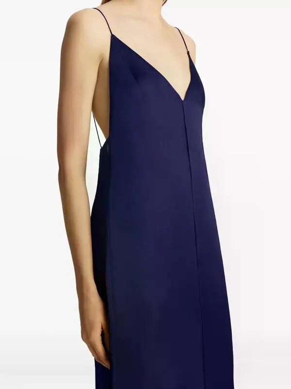 Khaite Tulula Satin Slip Maxi Dress - Blue