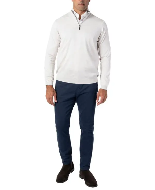 Robert Talbott Eastwood Quarter Zip Sweater - Oatmeal With Gray Tipping