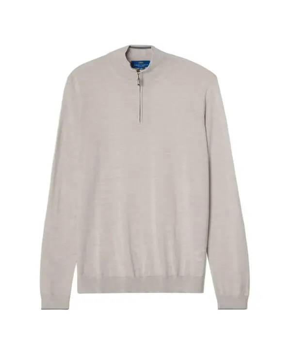 Robert Talbott Eastwood Quarter Zip Sweater - Oatmeal With Gray Tipping