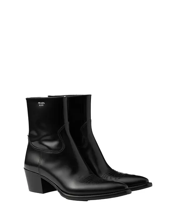 Prada Brushed Leather Booties