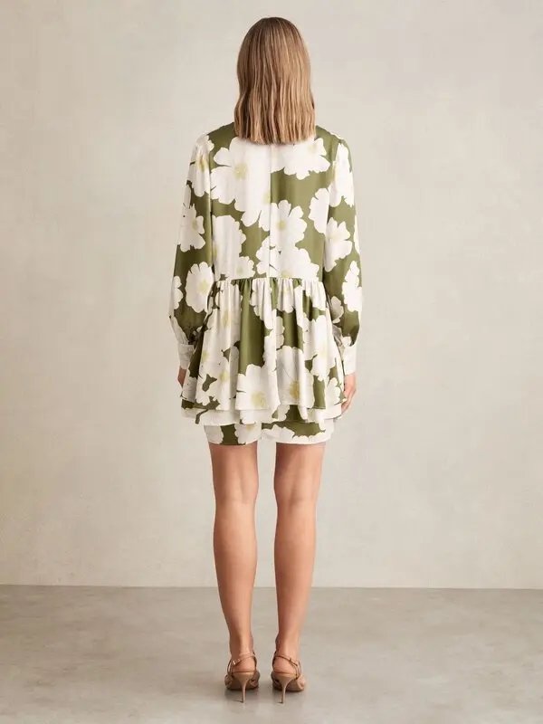 Reiss Neva Floral-Print Cotton Mini Dress - Ivory/Green - 50% Off |  Editorialist