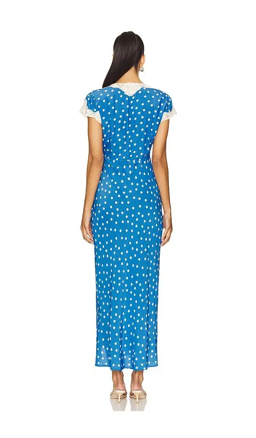 Rixo Amari Dress Polka Dot Maxi Dress With Lace Trim