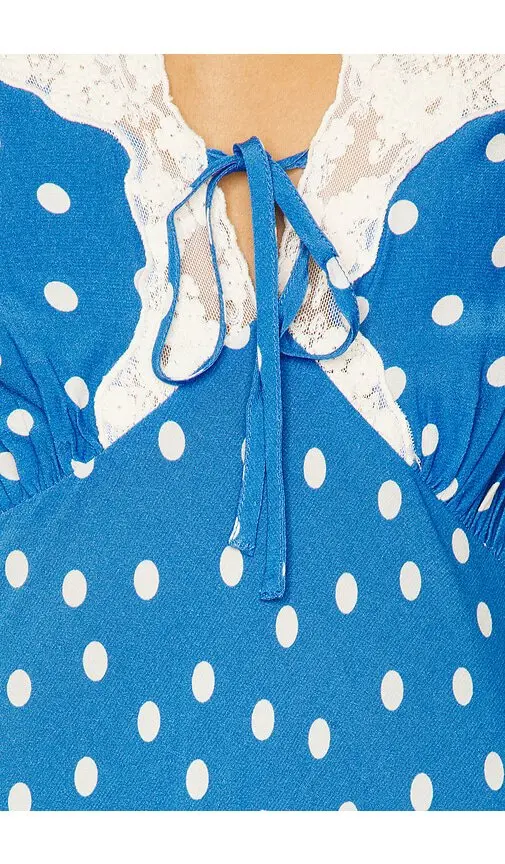 Rixo Amari Dress Polka Dot Maxi Dress With Lace Trim