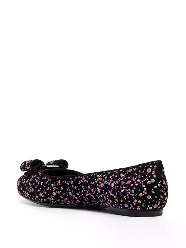 FERRAGAMO Varina Leather Ballerina Shoes - Black