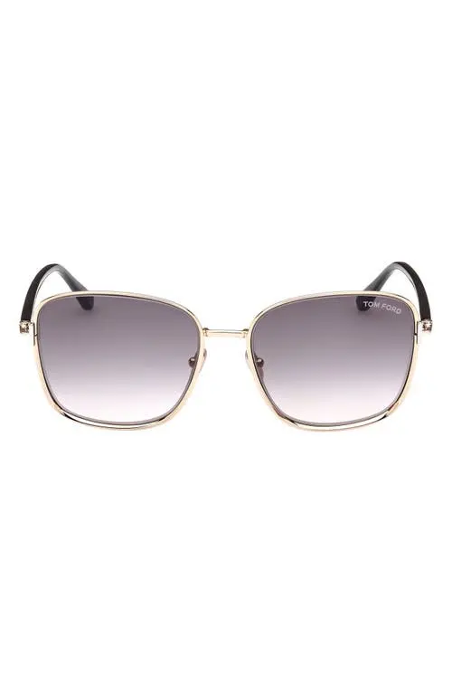 TOM FORD Fern Square Sunglasses - Shiny Rose Gold / Smoke