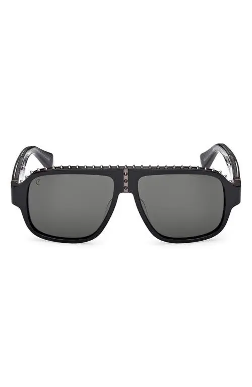CHRISTIAN LOUBOUTIN Roller Navigator Sunglasses - Black/gunmetal/zeiss Smoke