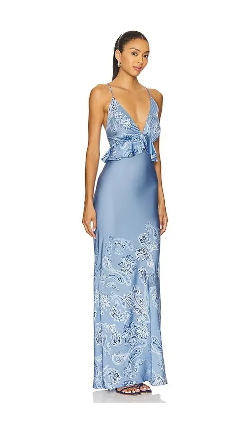 Rococo Sand Cross Back Peplum Maxi Dress