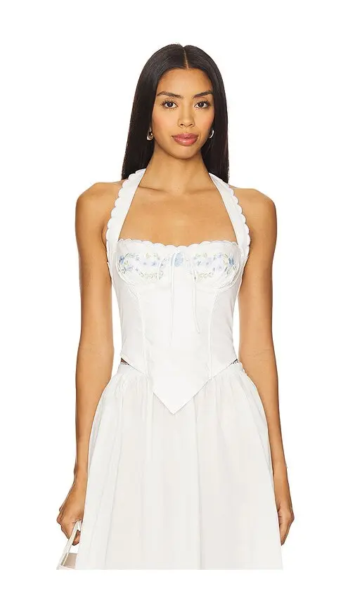 For Love & Lemons Tea Time Poplin Bustier Top