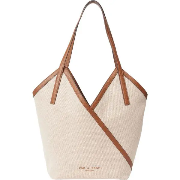 Rag & Bone Small Alix Leather Trim Canvas Carryall Tote - Natural/cognac