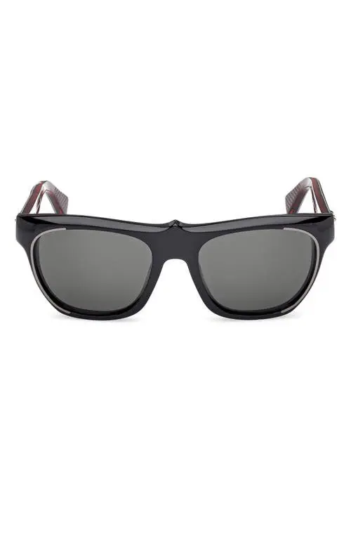 CHRISTIAN LOUBOUTIN Georges 55mm Square Sunglasses - Black/gunmetal/zeiss Smoke