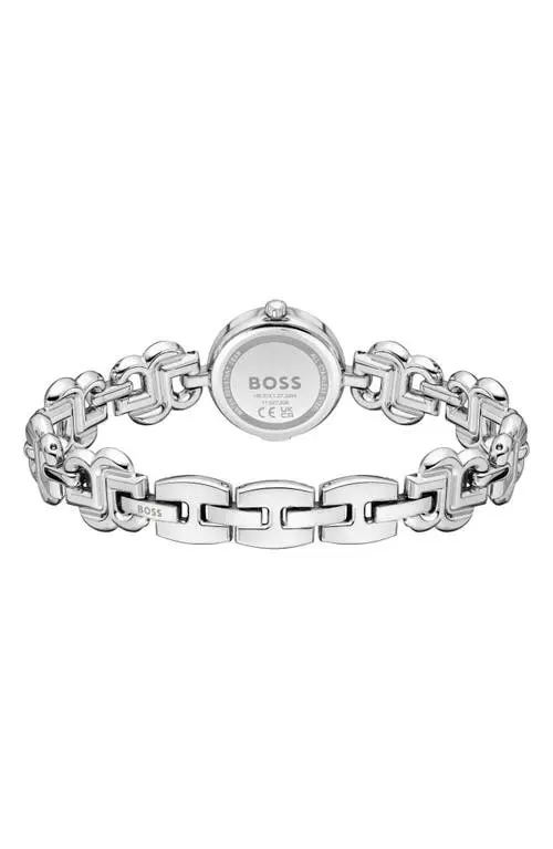 BOSS Double B Bangle Bracelet Watch - Silver White