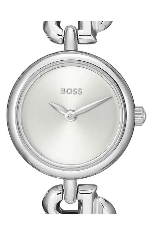 BOSS Double B Bangle Bracelet Watch - Silver White