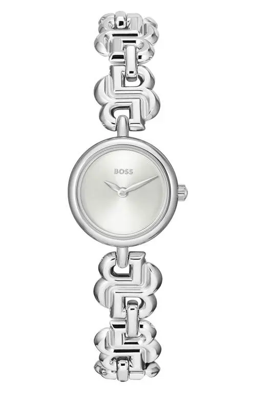 BOSS Double B Bangle Bracelet Watch - Silver White