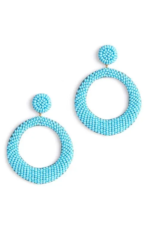 Deepa Gurnani Asta Beaded Hoop Drop Earrings - Turquoise