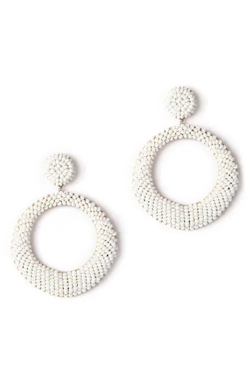 Deepa Gurnani Asta Beaded Hoop Drop Earrings - White