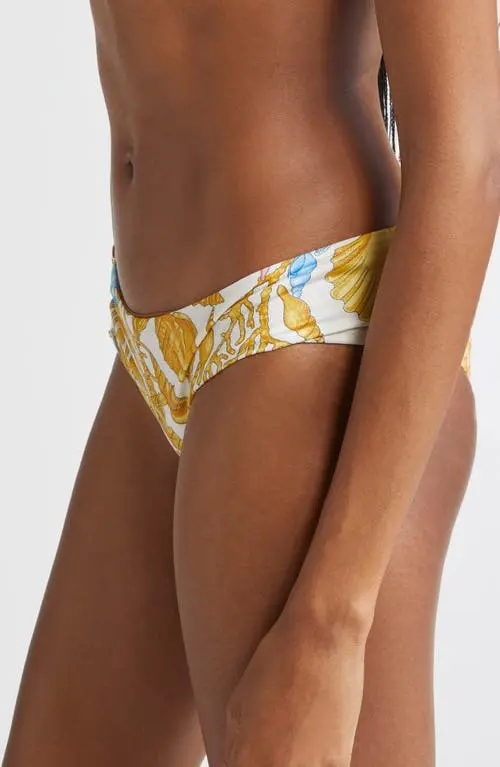 Versace Underwater Barocco Safety Pin Bikini Bottoms - Eggshell Multicolor