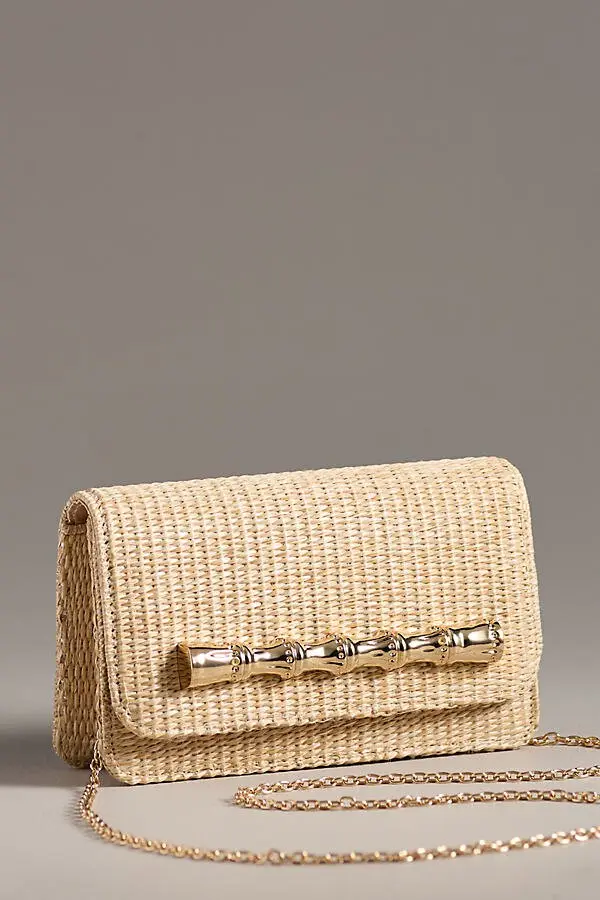 LISI LERCH Foldover Straw Clutch - Bamboo Bar