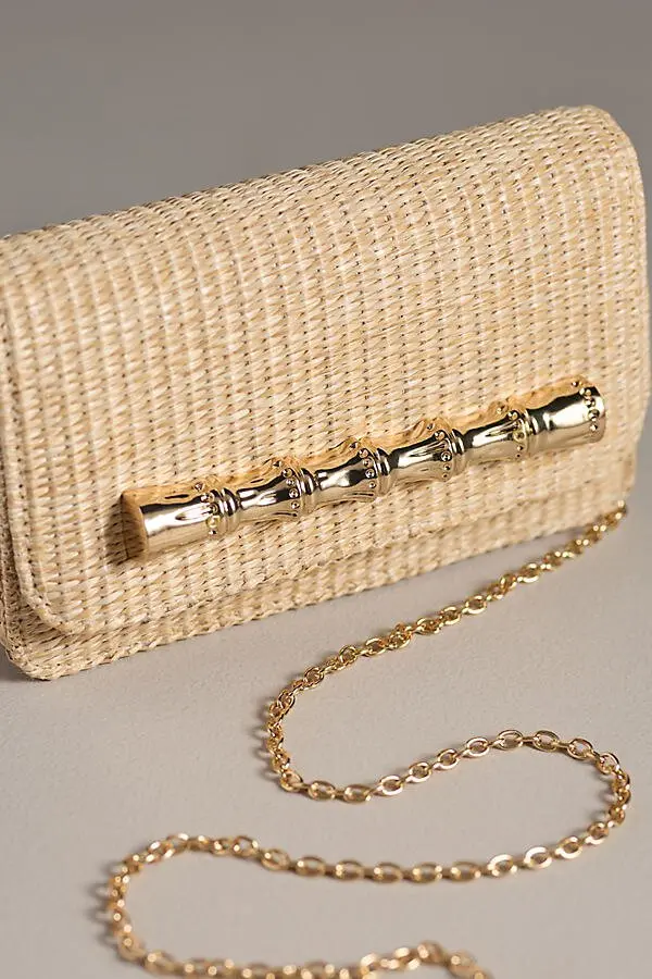 LISI LERCH Foldover Straw Clutch - Bamboo Bar