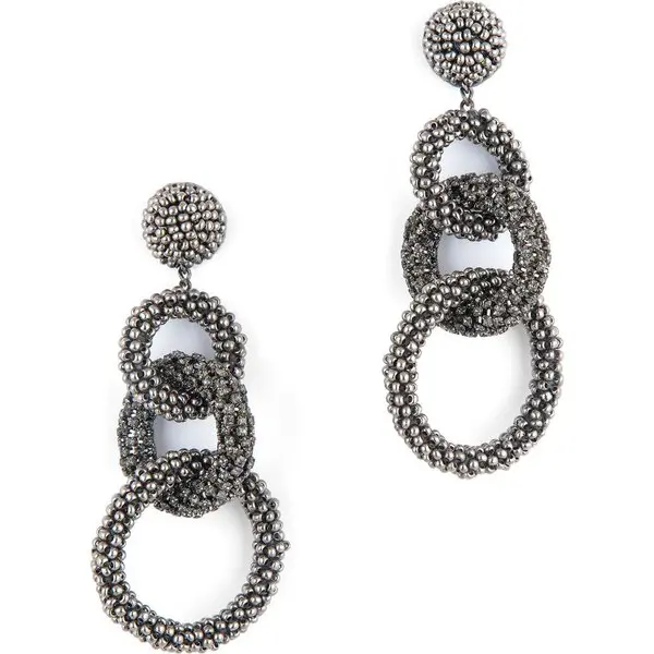 Deepa Gurnani Sienna Embellished Drop Earrings - Gunmetal