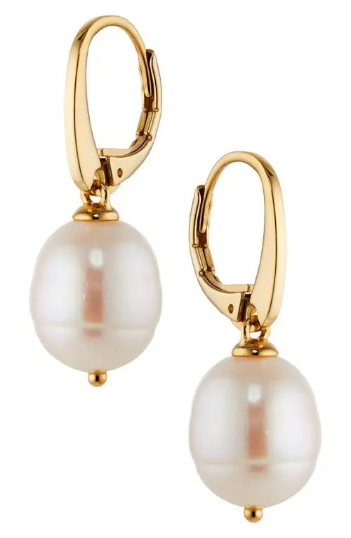 Nadri Freshwater Pearl Drop Earrings - Gold