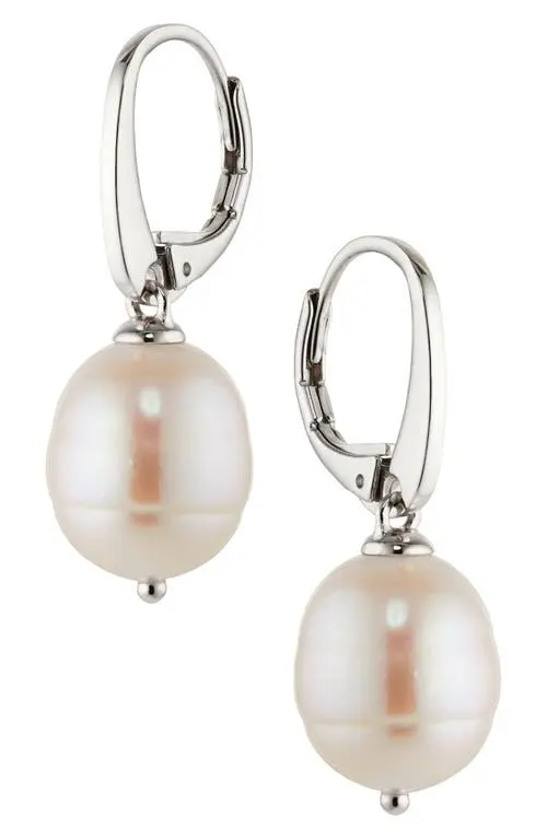 Nadri Freshwater Pearl Drop Earrings - Rhodium