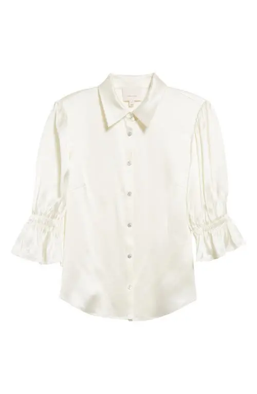 Cinq À Sept Fiona Ruffle Cuff Silk Button-up Shirt