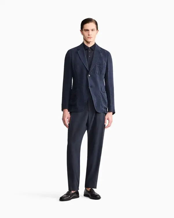 Giorgio Armani Single-breasted Jacquard Cupro Jacket